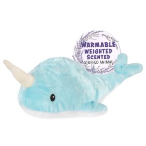 warm pals - nori the narwhal - 1.5lbs - cozy microwavable lavender scented plush toys - heated stuffed animal - heatable coolable bedtime comfort plushie