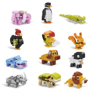 yaye 12 in 1 mini building blocks animals, stem building toy,assorted toy animal,building blocks stem toys,mini building blocks sets for kids child,party supplies carnival prizes christmas gifts