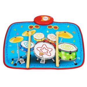 bambiya kids electric drum set - touch-sensitive baby musical toy drum pad for kids with 8 drumming areas, 2 play modes & adjustable volume - toddlers infants baby toys for 3 year old boys girls