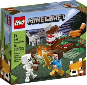 lego minecraft the taiga adventure 21162 brick building toy for kids who love minecraft and imaginative play (74 pieces)