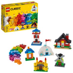 lego classic bricks and houses 11008 kids’ building toy starter set with fun builds to stimulate young minds (270 pieces)