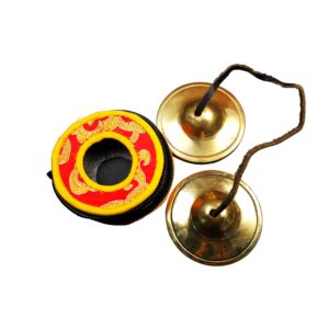 gandhanra tibetan tingsha bell set - tibetan cymbals - for sound healing, yoga, meditation, and mindfulness,handmade in nepal,made of brass,plain pattern,6.5cm/2.6 inch