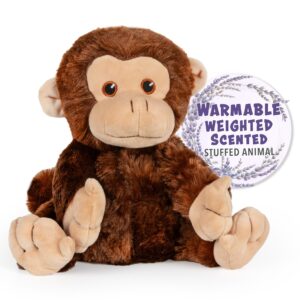 warm pals - marvin the monkey - 1.5lbs - cozy microwavable lavender scented plush toys - heated stuffed animal - heatable coolable bedtime comfort plushie