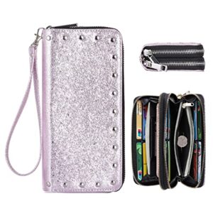 rfid blocking leather wallet for women,excellent women's pu leather phone credit card holder with removable wristlet