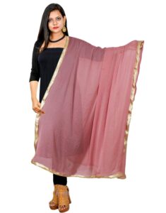 mauve dupatta semi chiffon golden lace chunni stole neck wrap scarf head wrap hijab for her