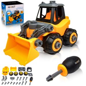 mushky take apart toys for boys and girls, 26pc assembly bulldozer toys construction truck with screwdriver, stem educational learning toys for toddlers, best toy vehicles gifts for 3 4 5 6 year olds