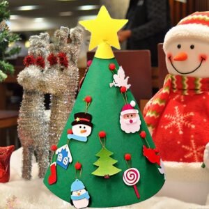 3d diy felt christmas tree decorating set with ornaments, wall-mounted handmade detachable christmas decorations - suitable for family christmas decoration (a)