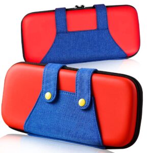 carrying case for nintendo switch lite,[color-clash attractive appearance][full protective] mario case for switch lite, portable travel carry case bag for nintendo switch lite joy-con-red