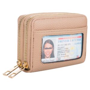 heaye card case women wallet rfid with id window zipper small (grey)