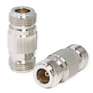 n female to n female, 2-pack n barrel coupler adapter, 50 ohm double female connector for wilson cell booster, wifi antenna, cb radio, analyzer