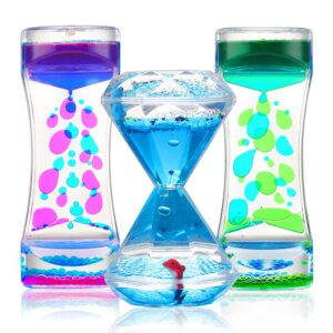 sensory toys liquid motion timer bubbler 3 set - best fidget toys for kids adults for stress and anxiety relief, calming tool for autism children, stocking stuffers kids toddlers