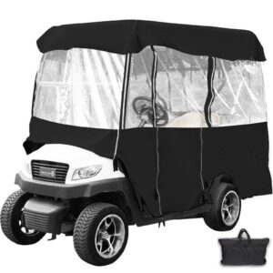 happybuy golf cart roof up to 79" l golf cart covers 4 passenger premium tight weave ezgo golf cart accessories travel 4-sided fits club car（black 011）