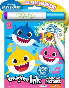 bendon imagine ink magic ink pictures and game book with mess free marker (baby sharks)