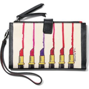 brighton fashionista hot lips double zip wallet [7 1/2" x 4 1/2" x 3/4"]