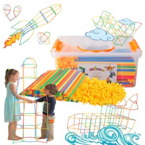 zozoplay straw constructor stem building toys 800 piece straws and connectors building sets colorful motor skills interlocking plastic engineering toys best educational toys boy & girl