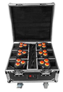 rockville rockwedge 6 light pack black, 6 rgbwa+uv wireless dmx par lights, rechargeable, includes charging road case and remotes, up to 36 hour battery life, perfect for mobile djs and venues