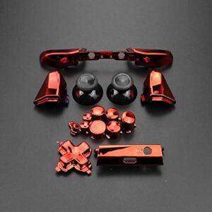 replacement full set button bumper trigger buttons guide dpad rt lt rb lb abxy on off button kit for xbox one slim xbox one s controller (chrome red)