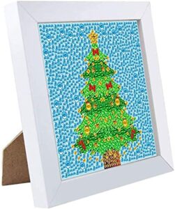 yobeyi 5d diamond painting kits for kids wooden frame diamond arts and crafts for kids mosaic gem stickers by number kits diy painting arts crafts set embroidery christmas gift (xmas tree)