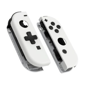 extremerate white diy housing (d-pad version) with full set buttons for joycon handheld controller, replacement shell case for nintendo switch & switch oled [only the shell, not the joycon]