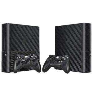 skinown skin sticker vinyl decal cover for xbox 360 e console and remote controllers carbon fiber black