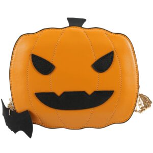 rollingbronze women pumpkin handbag halloween candy bag little devil shoulder messenger bag purse, brown, 19x18x7cm