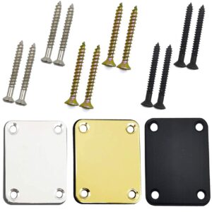 tihood 3pcs electric guitar neck plate with crews, guitar neck plate for replacement electric guitar part