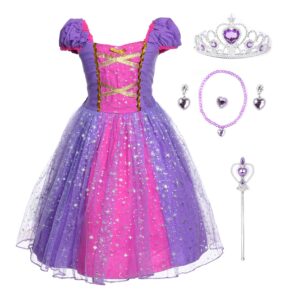 jerrisapparel girl princess costume dress for birthday party (3t, purple with accessories)