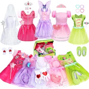 fedio dress up clothes for little girls - kids dress up & pretend play princess dress up trunk costume for girls 3-6 years