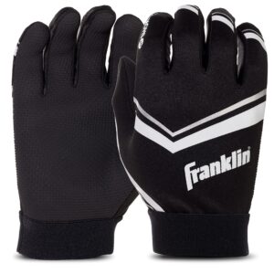 franklin sports youth football receiver gloves - shoktak youth gloves - kids football receiver gloves - high grip football gloves for kids - black - youth medium