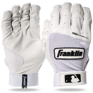 franklin sports mlb batting gloves - classic xt adult men's + youth batting gloves pair - baseball + softball gloves - white - adult small