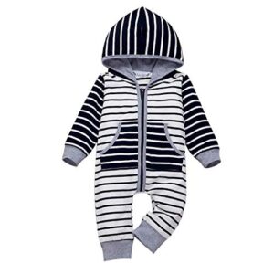 newborn baby boys outfit mitiy long sleeve rompers striped hoodie jumpsuit clothes set