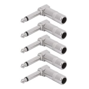 5pcs right angle mono phone plug,90 degree 6.35mm (1/4 inch) l-shape guitar audio jack connector microphone cable terminal