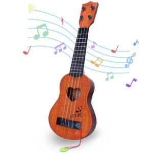 kids guitar musical toy ukulele classical instrument(brown), wooden play guitar for kids aged 3 4 5 6 7 8 year old