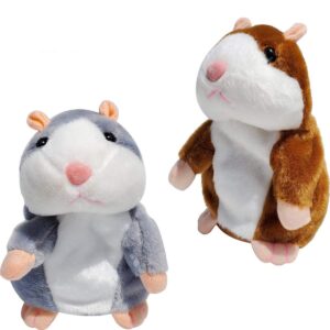 tockrop 2 pack talking hamster mouse plush interactive toy repeat what you say mimicry pet talking record for early learning