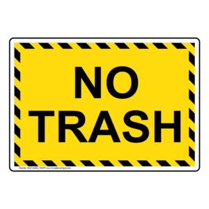 compliancesigns.com no trash safety sign, 10x7 inch plastic for recycling/trash/conserve