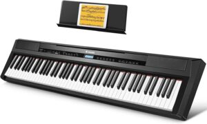 donner dep-20 beginner digital piano 88 key full size weighted keyboard, portable electric piano with sustain pedal, power supply