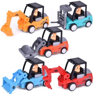 fun little toys friction powered construction truck toys for toddlers, push and go construction vehicles toys set of bulldozer, excavator, roller