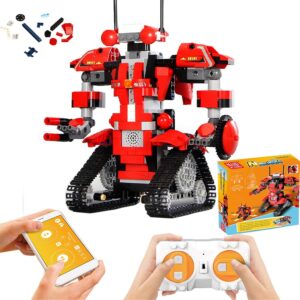 ritastar app remote control robot building blocks creative toolbox educational smart tracked rc robotics building bricks set kit s.t.e.m learning toy gift for boys girls kids 8 and above(red,392pcs)