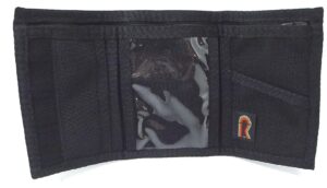 trifold with inside and outside id window. black ballistic nylon. made in usa. (black)