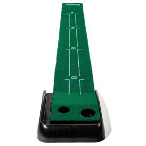 franklin sports indoor golf putting green – portable authentic 9 foot mat with auto ball return – golf training aid & putting practice game – real course feel (92049x)