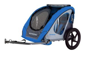 schwinn shuttle foldable bike trailer, 2 passengers (blue/black)