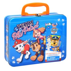 paw patrol coloring and activity tin box, includes markers, stickers, mess free crafts color kit in tin box, for toddlers, boys and kids