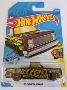 hot wheels 2019 hw art cars '83 chevy silverado, 247/250 maroon