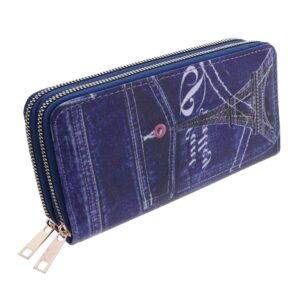 matte blue paris wallet - double zipper