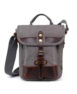 tsd brand valley trail canvas crossbody bag (grey)