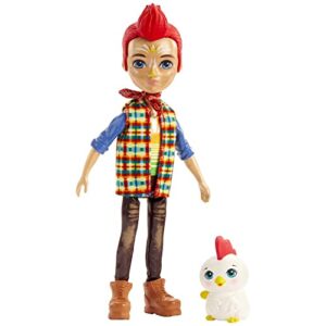 mattel enchantimals redward rooster doll with clunk figure, 6-inch small doll with removable shirt & accessories