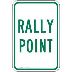 compliancesigns.com rally point sign, reflective white, 18x12 inch on 80 mil aluminum for emergency response