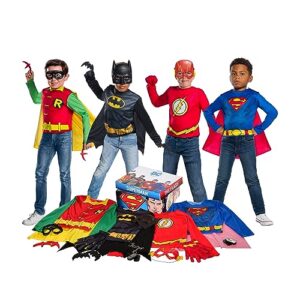 rubies child's dc comics dress up trunk with superman, the flash, batman and robin