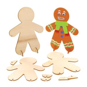 baker ross at180 decorative wooden people - pack of 6, stand up ornament, great for christmas arts and crafts projects, ideal home, school and craft group activity