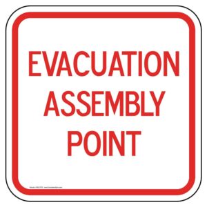 compliancesigns.com evacuation assembly point sign, reflective white, 12x12 inch on 80 mil aluminum for emergency response